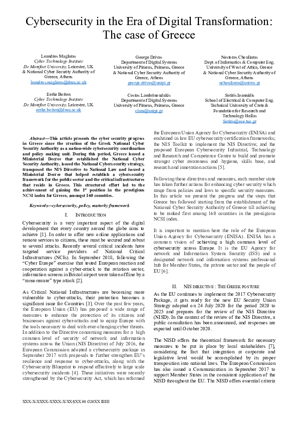 (PDF) Cybersecurity in the Era of Digital Transformation: The case of ...