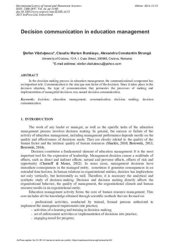 (PDF) Decision Communication in Education Management
