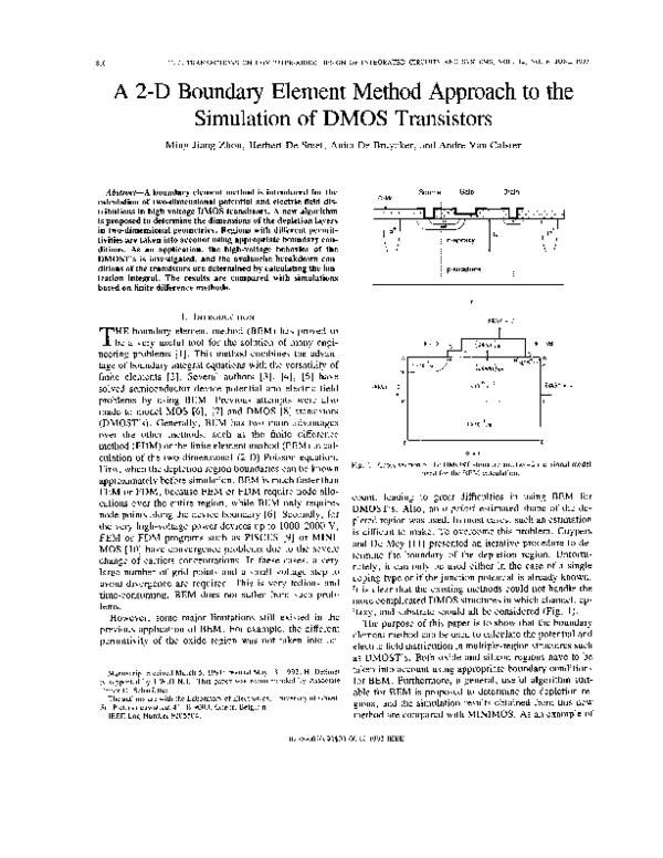 (PDF) A 2-D boundary element method approach to the simulation of DMOS transistors | André ...