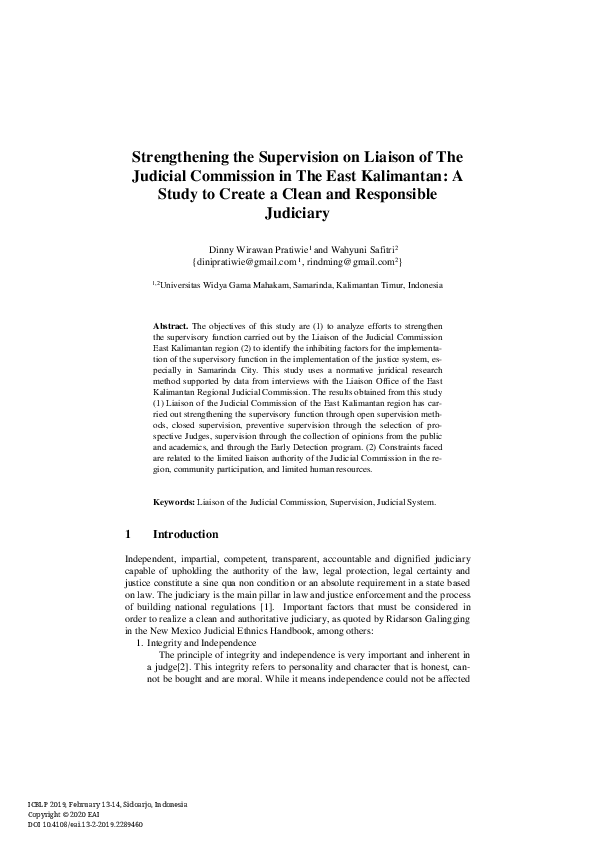 (PDF) Strengthening the Supervision on Liaison of The Judicial ...