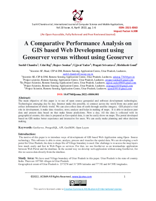 Pdf A Comparative Performance Analysis On Gis Based Web Development Using Geoserver Versus