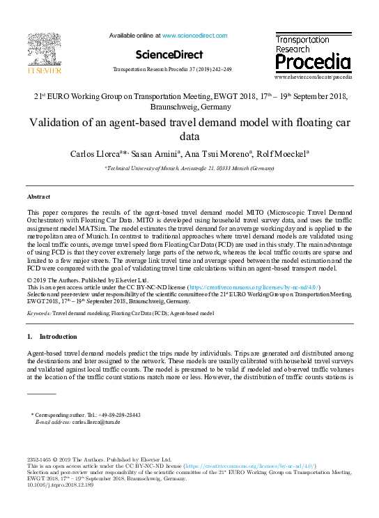 (PDF) Validation of an agent-based travel demand model with floating car data