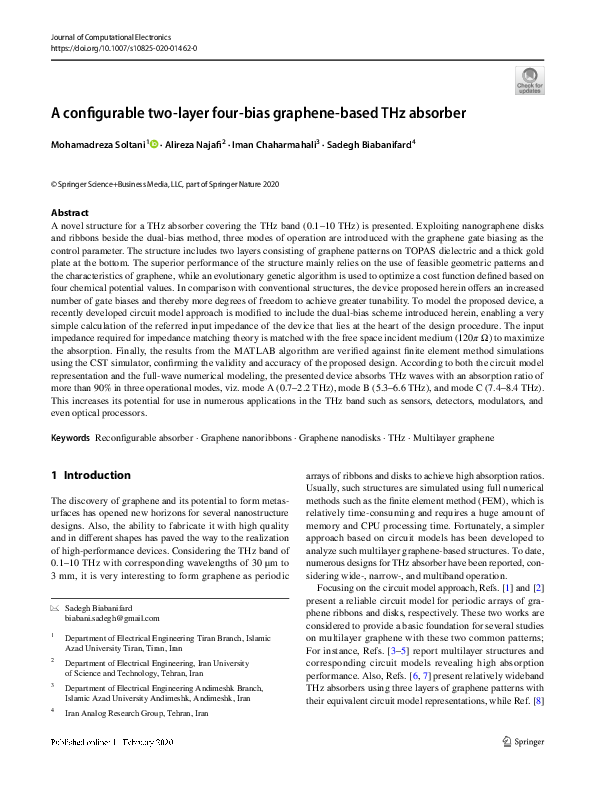 (PDF) A configurable two-layer four-bias graphene-based THz absorber