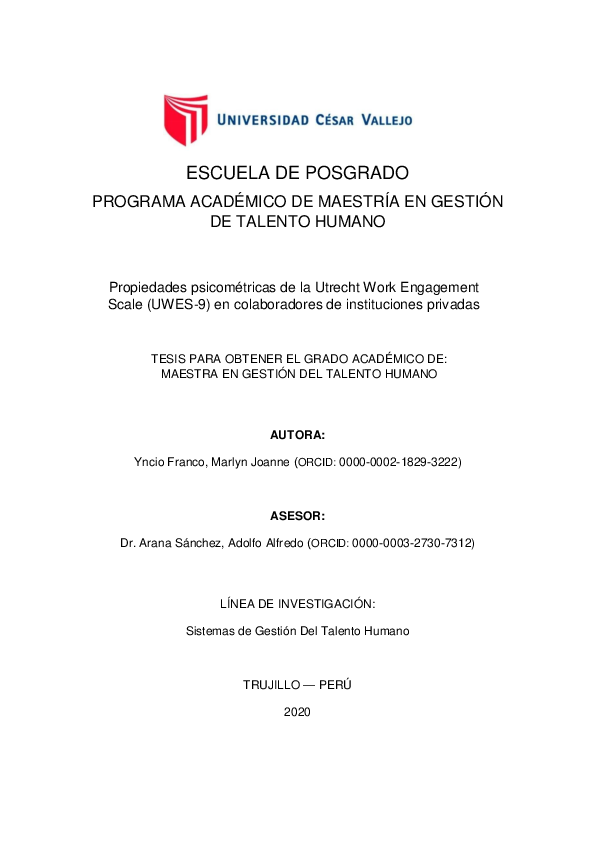 (PDF) Propiedades psicométricas de la Utrecht Work Engagement Scale ...