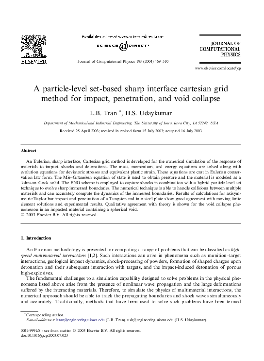 (PDF) A particle-level set-based sharp interface cartesian grid method ...