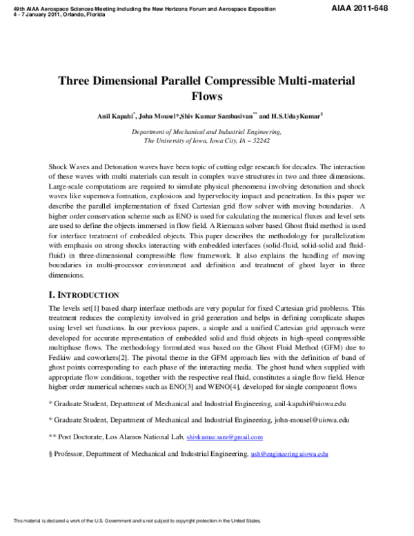(PDF) Three-Dimensional Parallel Compressible Multi-Material Flows