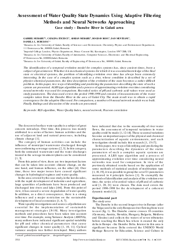 Pdf Assessment Of Water Quality State Dynamics Using Adaptive Filtering Methods And Neural