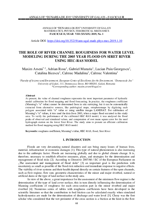 (PDF) The role of river channel roughness for water level modeling ...