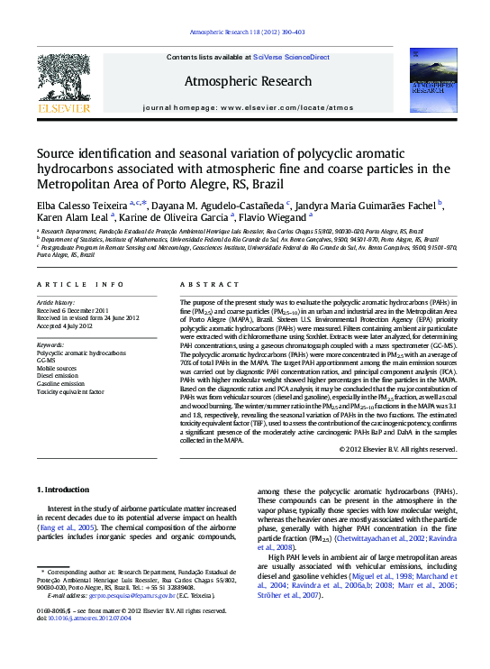 (PDF) Source identification and seasonal variation of polycyclic aromatic hydrocarbons ...