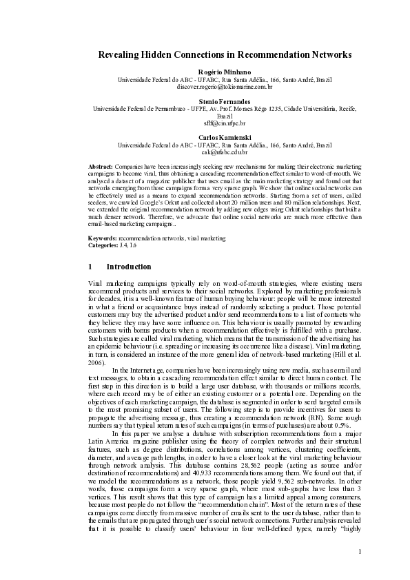 (PDF) Revealing Hidden Connections in Recommendation Networks