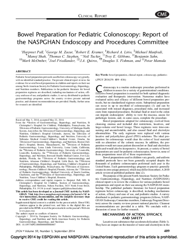 (PDF) Bowel Preparation for Pediatric Colonoscopy