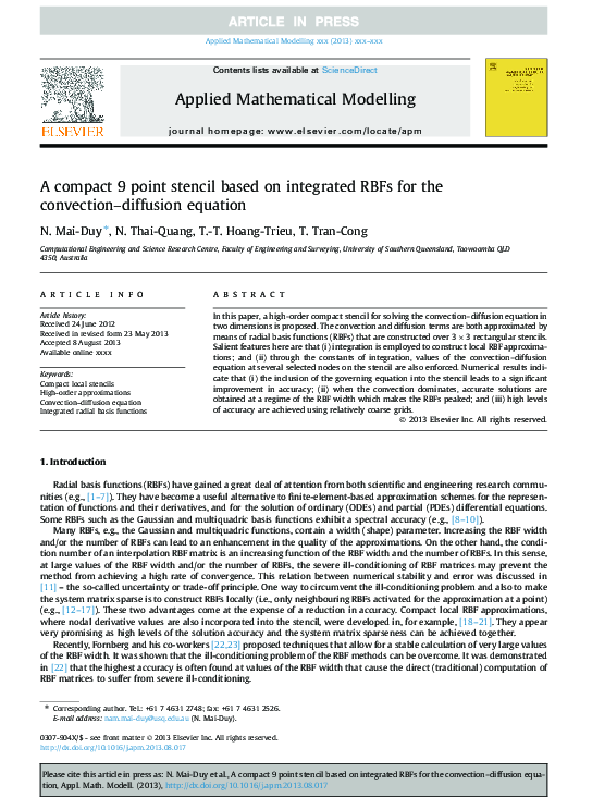 (PDF) A compact 9 point stencil based on integrated RBFs for the ...