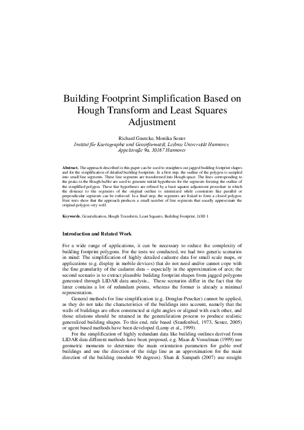 (PDF) Building Footprint Simplification Based on Hough Transform and Least Squares Adjustment ...