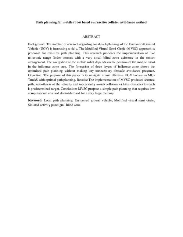 Pdf Path Planning For Mobile Robot Based On Reactive Collision