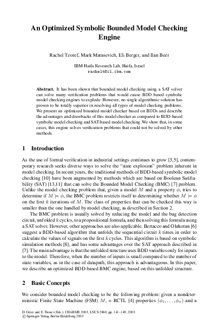 Pdf An Optimized Symbolic Bounded Model Checking Engine