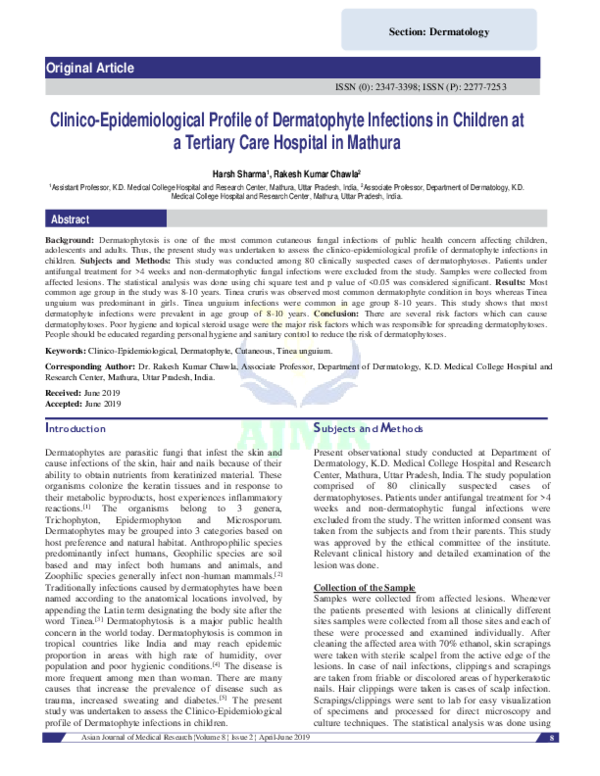 (PDF) Clinico-Epidemiological Profile of Dermatophyte Infections in ...