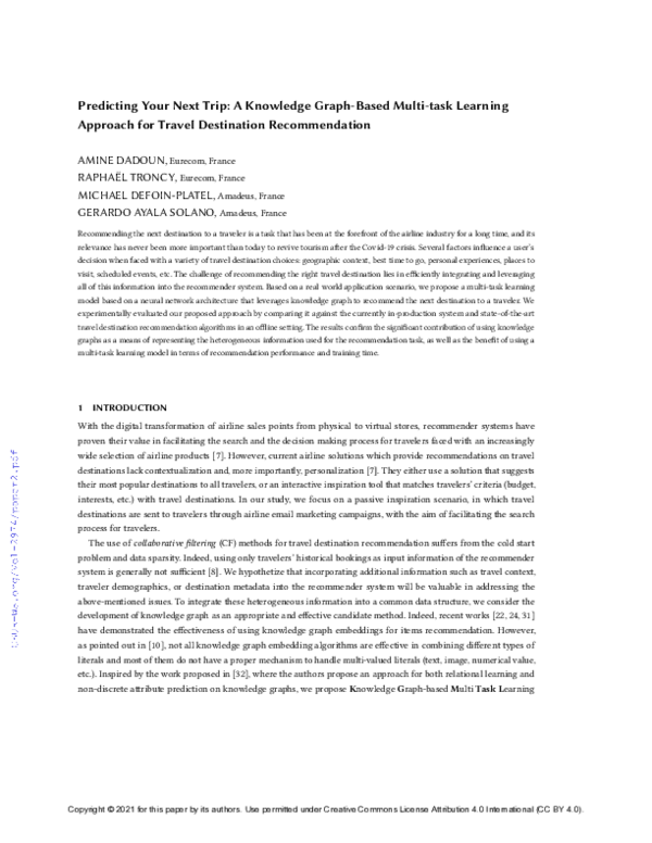 (PDF) Predicting your next trip: A knowledge graph-based multi-task learning approach for travel ...