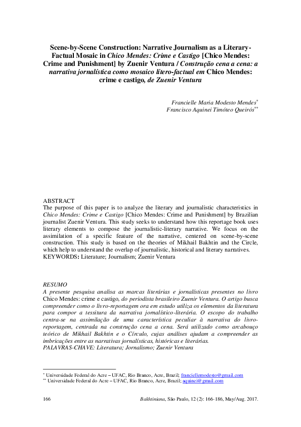 (PDF) Scene-by-Scene Construction: Narrative Journalism as a Literary- Factual Mosaic in Chico ...