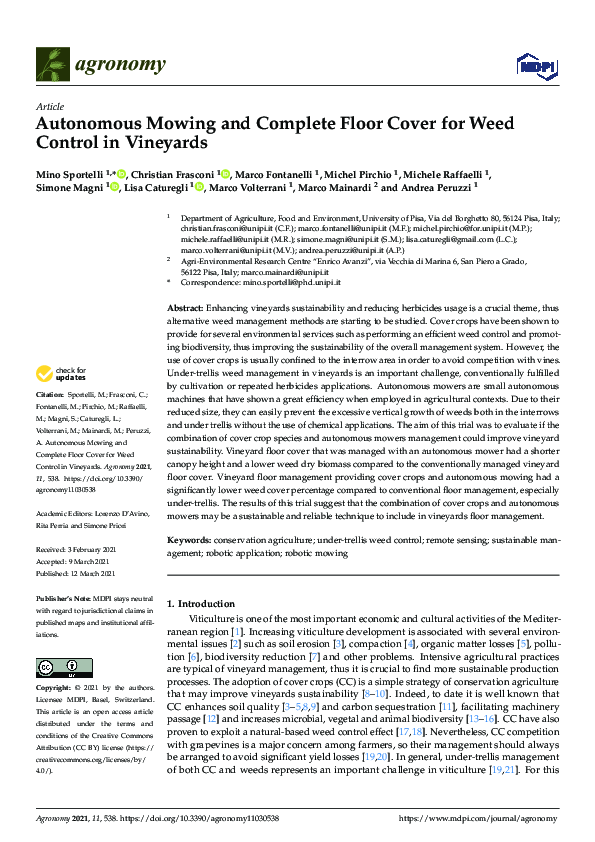 (PDF) Autonomous Mowing and Complete Floor Cover for Weed Control in ...