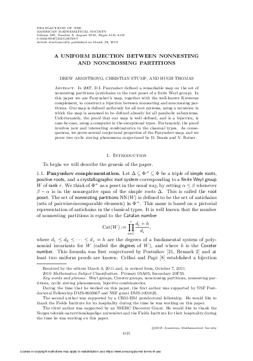 (PDF) A uniform bijection between nonnesting and noncrossing partitions