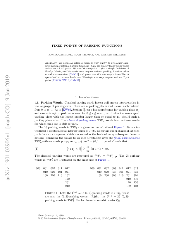 (PDF) Fixed Points of Parking Functions