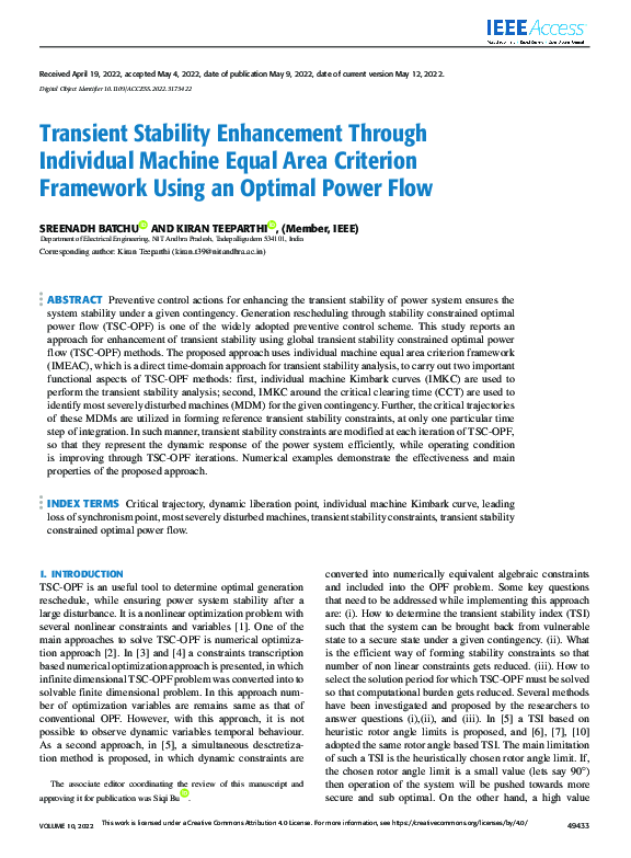(PDF) Transient Stability Enhancement Through Individual Machine Equal ...