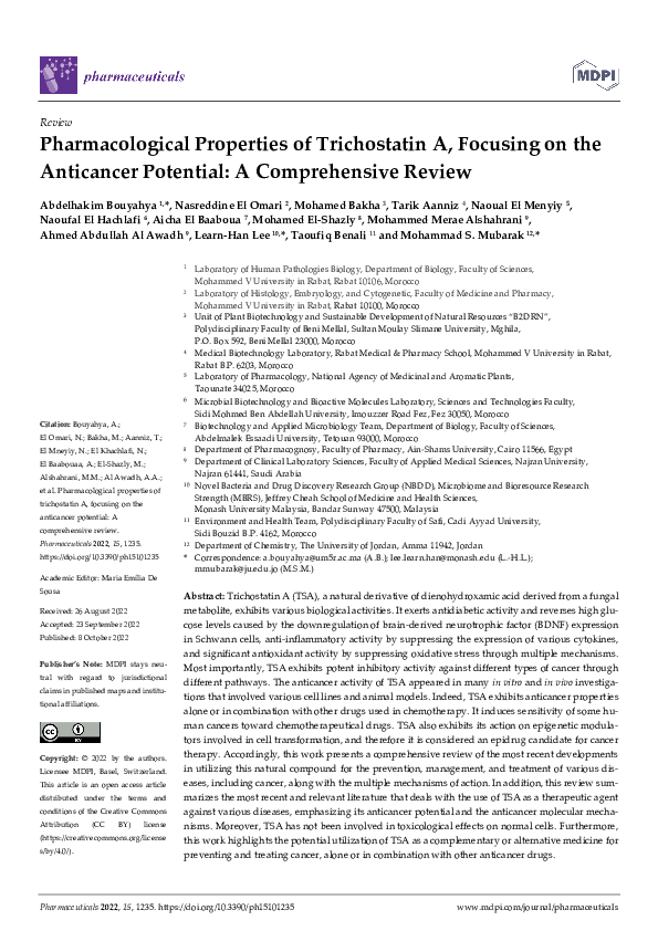 (PDF) Pharmacological Properties of Trichostatin A, Focusing on the ...