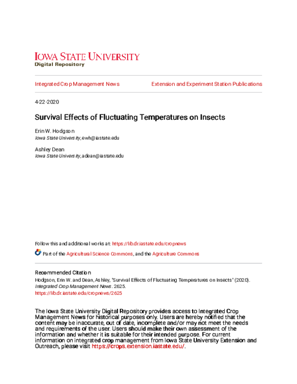 (PDF) Impact of Fluctuating Temperatures on Insect Survival