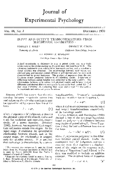 (PDF) Input and output transformations from magnitude estimation