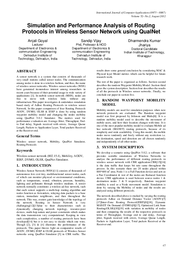 (PDF) Simulation and Performance Analysis of Routing Protocols in Wireless Sensor Network using ...
