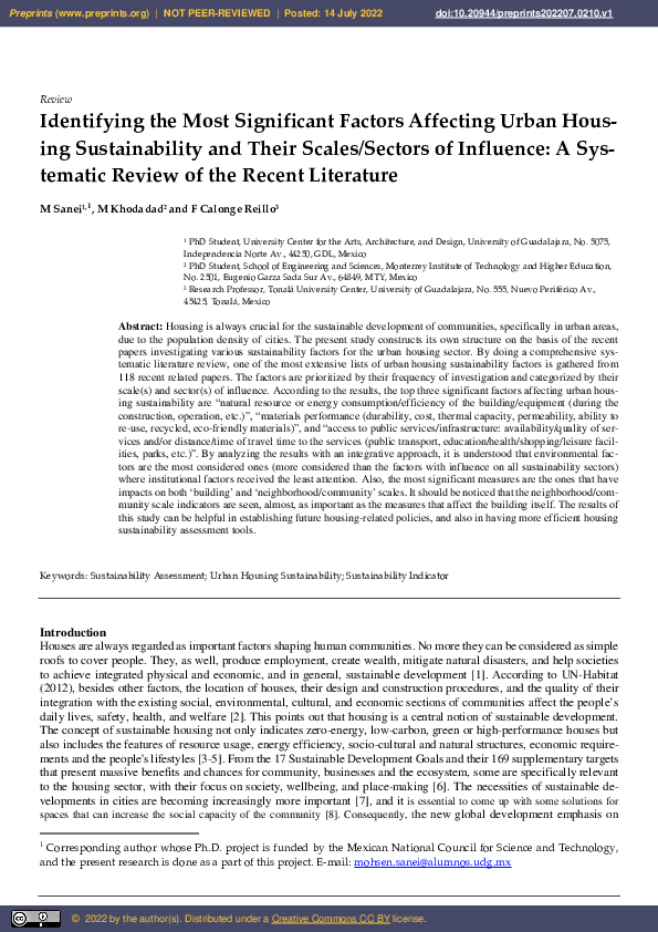 (PDF) Identifying the Most Significant Factors Affecting Urban Housing ...