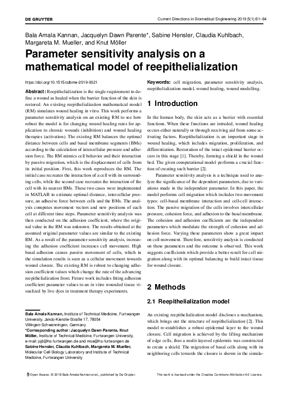 (PDF) Parameter sensitivity analysis on a mathematical model of reepithelialization