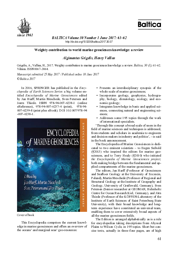 (PDF) Weighty contribution to world marine geosciences knowledge: a review