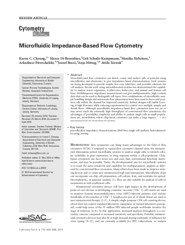 Microfluidic impedance-based flow cytometry
