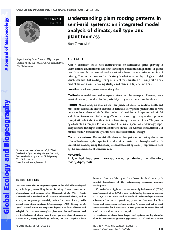 (PDF) Understanding plant rooting patterns in semi-arid systems: an ...