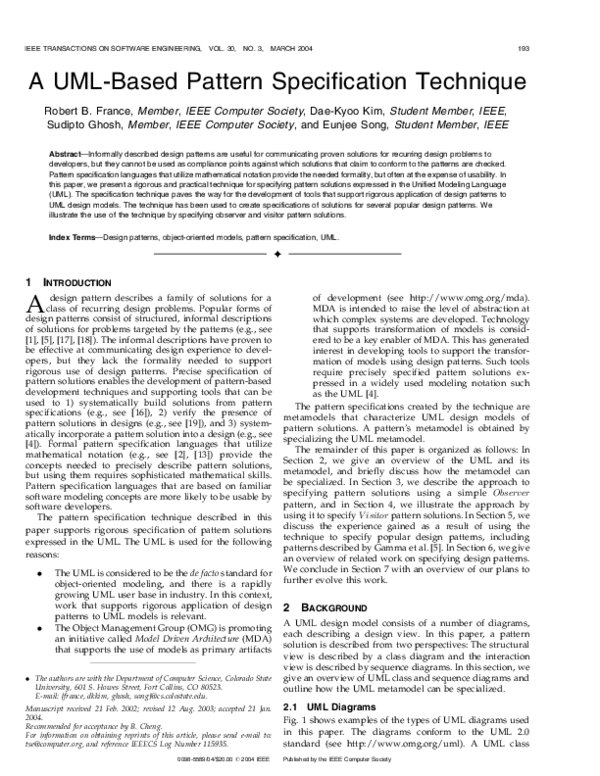(PDF) A UML-based pattern specification technique