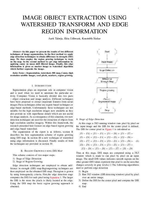 Pdf Image Object Extraction Using Watershed Transform And Edge Region Information