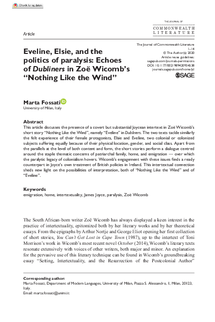 (PDF) Eveline, Elsie, and the politics of paralysis: Echoes of ...