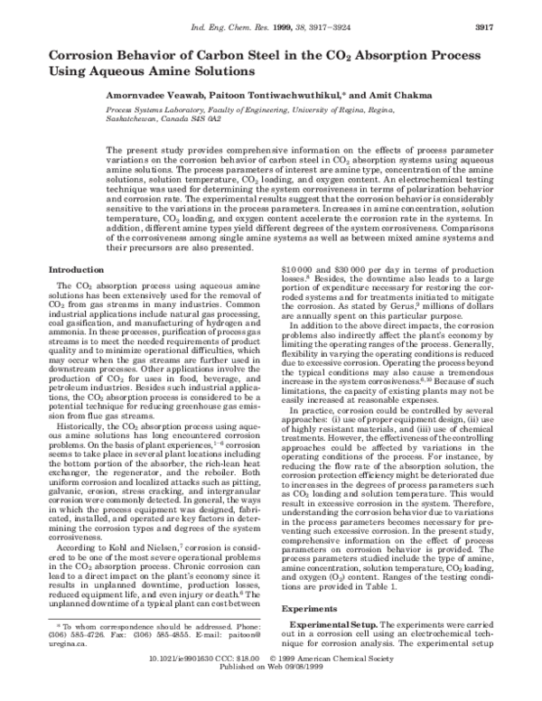 (PDF) Corrosion Behavior of Carbon Steel in the CO2 Absorption Process ...