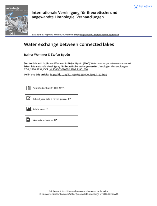 (PDF) Water exchange between connected lakes