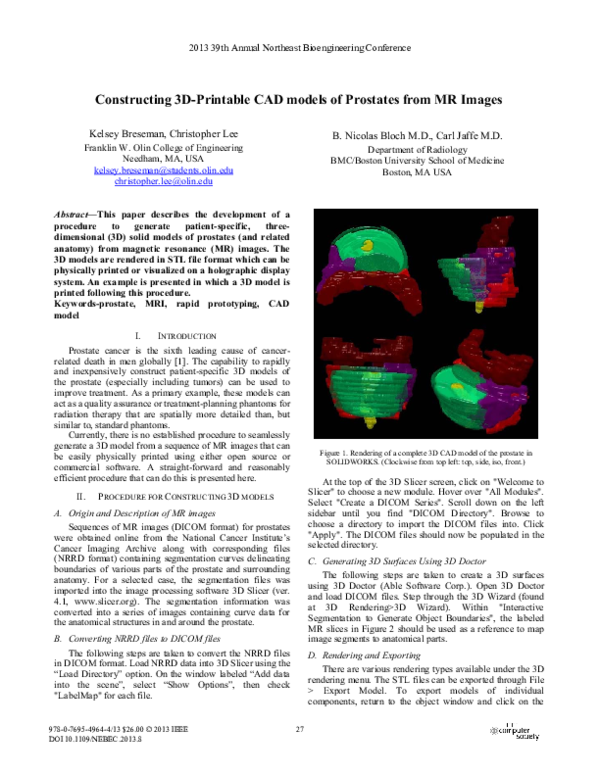 (PDF) 3D Printing of Prostate Models from MRI Data