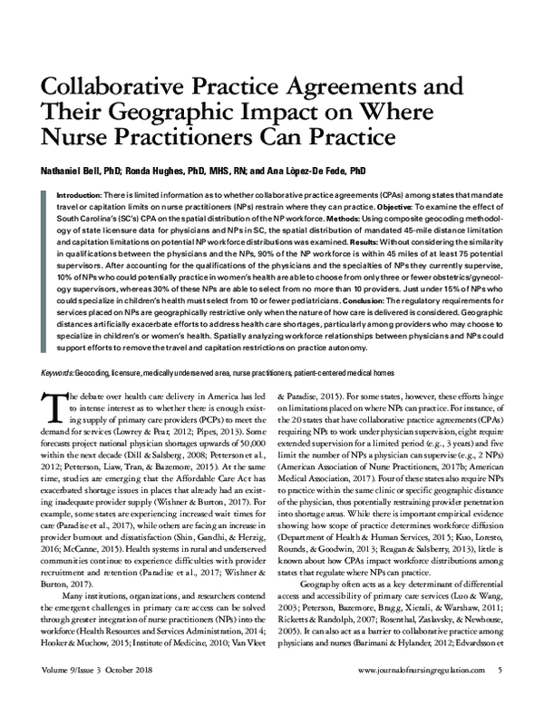 (PDF) Collaborative Practice Agreements and Their Geographic Impact on ...