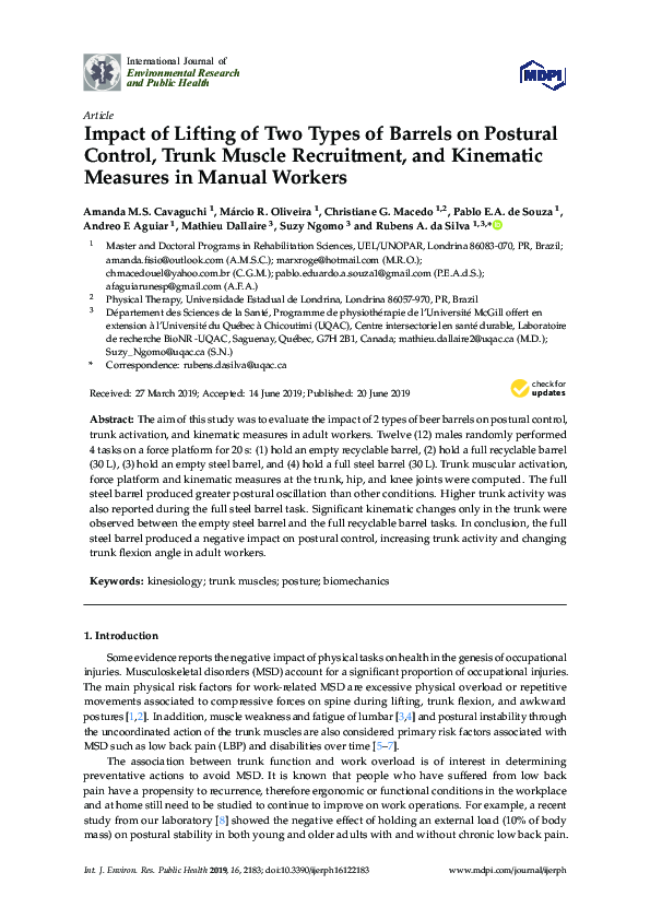 (PDF) Impact of Lifting of Two Types of Barrels on Postural Control ...