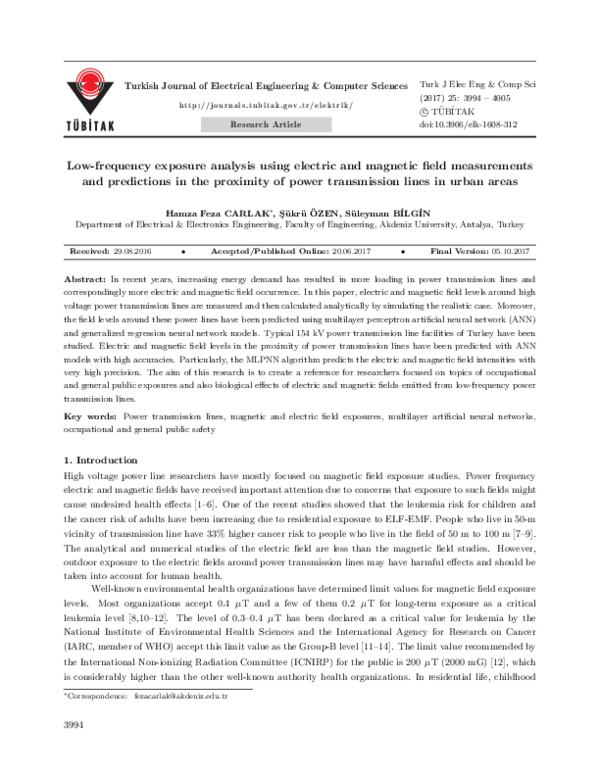 (PDF) Low-frequency exposure analysis using electric and magnetic field measurements and ...