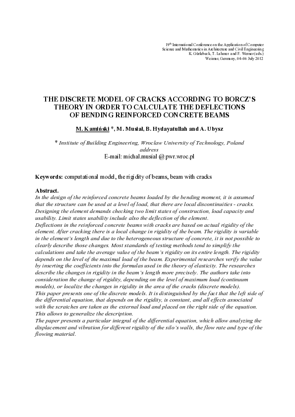 (PDF) Discrete Crack Model of Borcz for Calculating the Deflections of Bending Reinforced ...