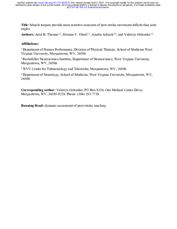(PDF) Muscle torques provide more sensitive measures of post-stroke ...