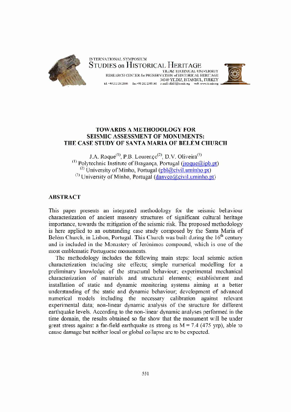 (PDF) Towards a methodology for seismic assessment of monuments: the ...