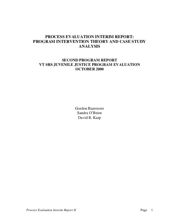 (PDF) Process Evaluation Interim Report: Program Intervention Theory and Case Study Analysis