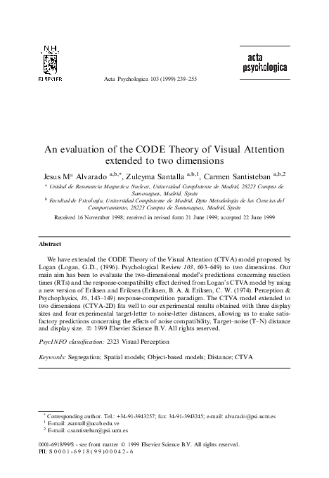 (PDF) An evaluation of the CODE Theory of Visual Attention extended to two dimensions | Zuleima ...
