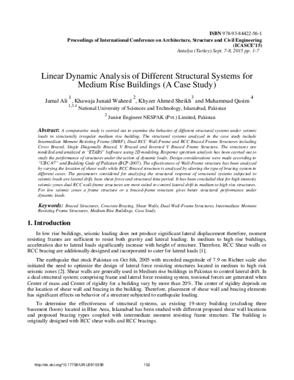 (PDF) Linear Dynamic Analysis of Different Structural Systems for Medium Rise Buildings (A Case ...